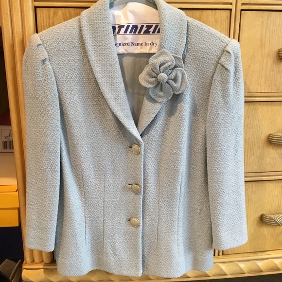 St. John | Jackets & Coats | St John Baby Blue Knot Blazer With Flower ...